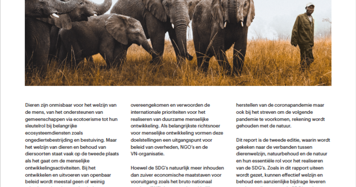 de belangrijke rol van dieren bij het realiseren van SDG’s